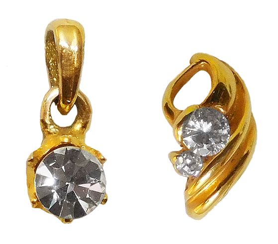 Set of 2 White Stone Studded Pendant