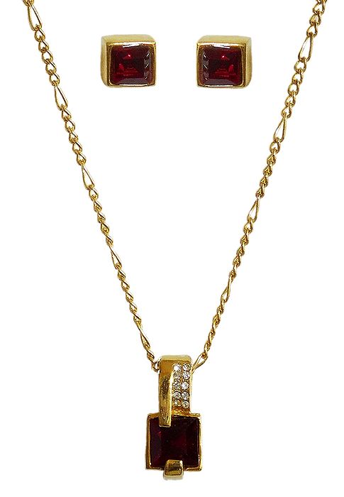 Red Stone Square Shaped Pendant