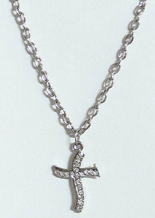 Stone Studded Cross Pendant with Chain