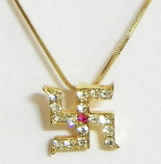 Golden Chain with Stone Studded and Gold Plated Swastik (Auspicious ...