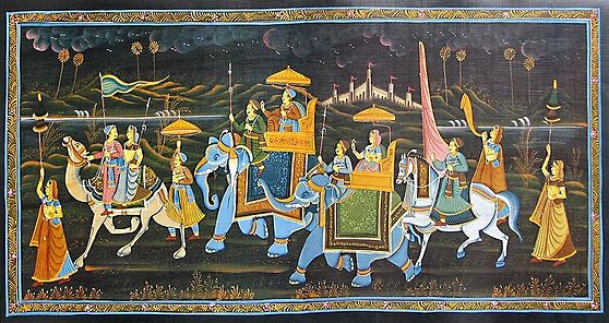 King and Queen Riding on Elephant