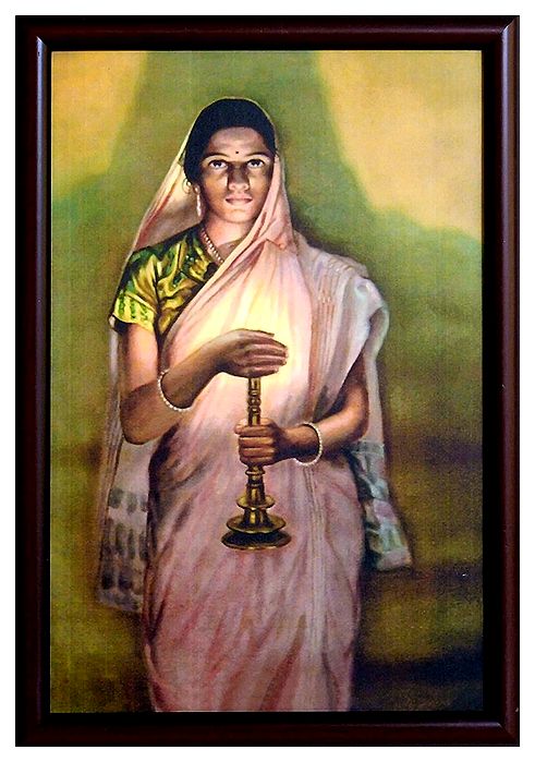 Lady with the Lamp - S.L. Halankar Painting Reprint