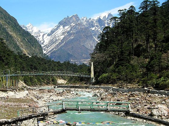 Foot Bridge to Yumthang, Sikkim - Photographic Print
