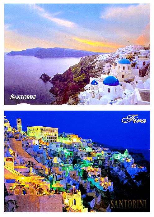 Santorini, Greece - 2 Postcards