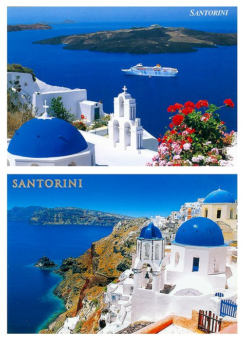 Santorini, Greece - 2 Postcards