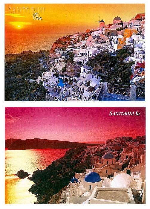 Santorini, Greece - 2 Postcards