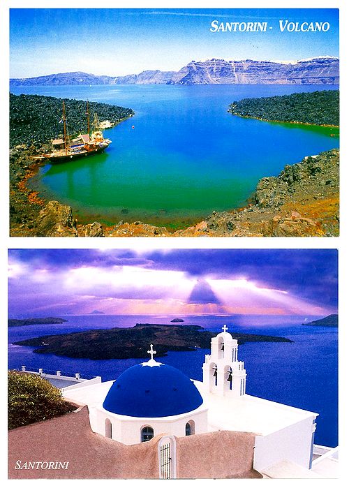 Santorini, Greece - 2 Postcards