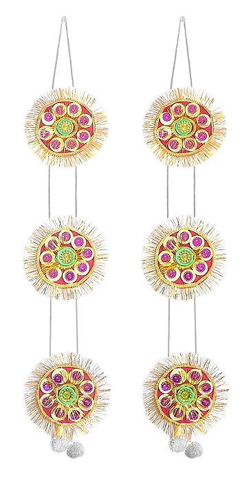 Golden with Magenta Paper Chandmala for Deity
