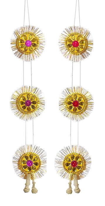 Pair of Paper Chandmala with Golden Sequin for Deity