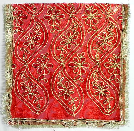 Red Chunni with Zari and Sequin Work for Matarani