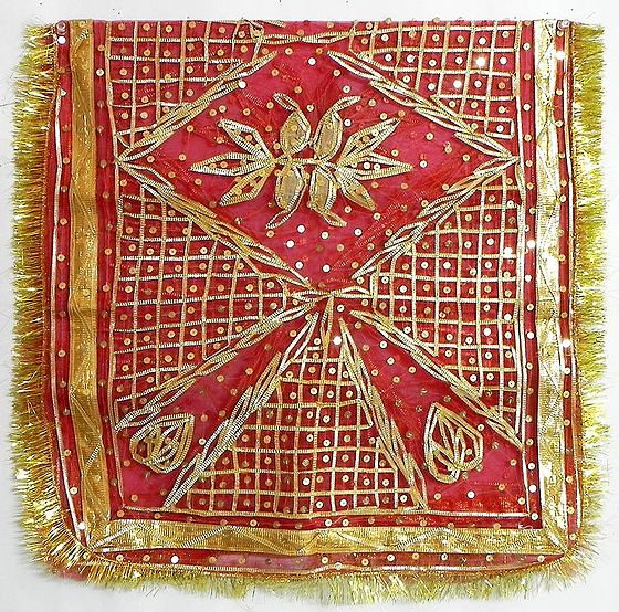 Red Chunni with Zari and Sequin Work for Matarani