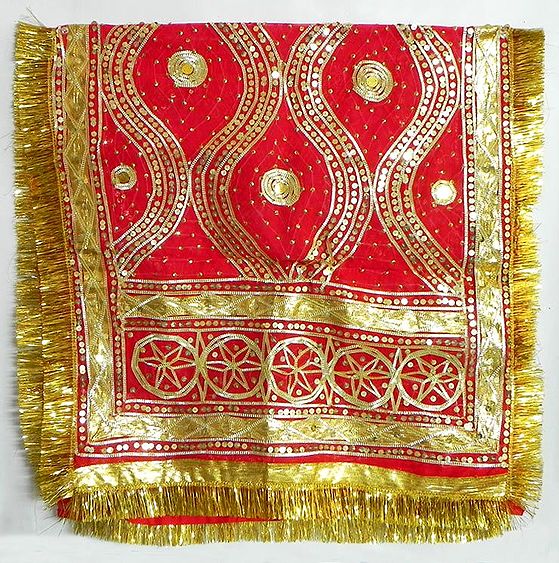 Red Chunni with Zari and Sequin Work for Matarani