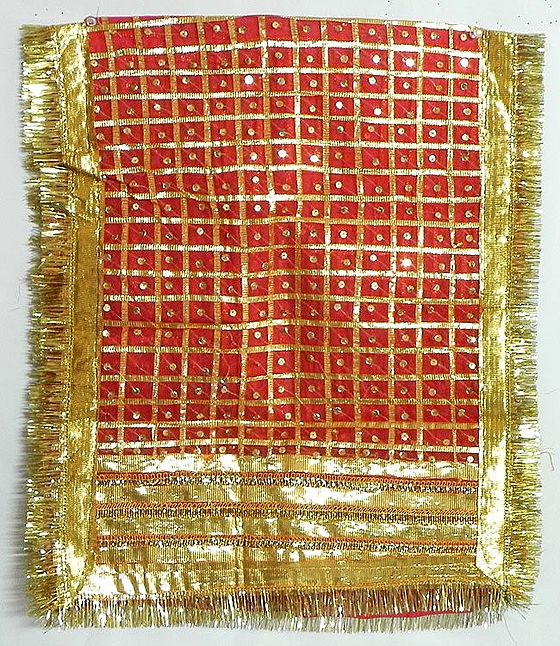 Red Chunni with Zari and Sequin Work for Matarani