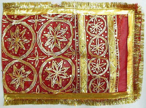 Red Chunni with Zari and Sequin Work for Goddess Bhagawati