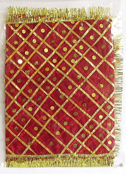 Red Chunni with Zari and Sequin Work for Goddess Bhagawati