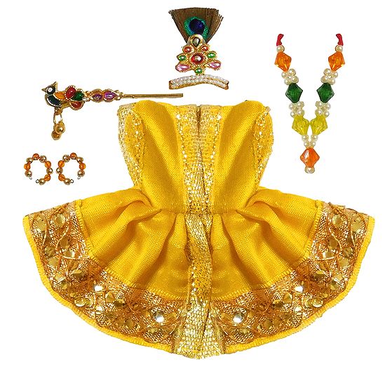 Yellow Dress for 2 Inches Bal Gopal Idols