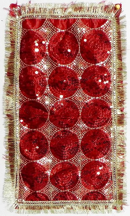 Red Chunni with Red and Golden Sequin Work for Matarani