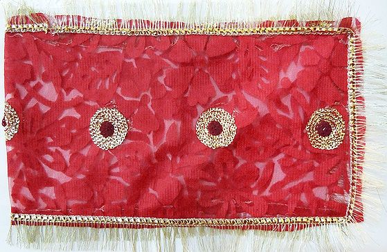Red art Silk Chunni with Zari Border for Bhagawati - 11 x 43 inches