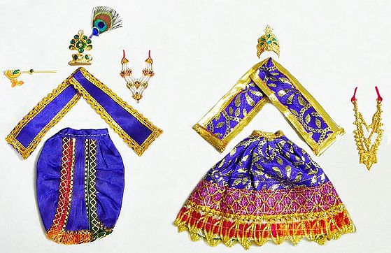 Blue Dresses and Accessories for 6.5 Inches Radha Krishna Idols