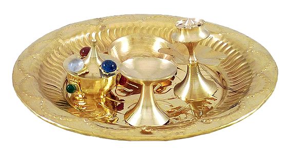 Buy Brass Thali with Ritual Accessories