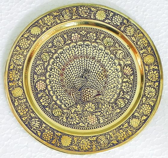 Meenakari Puja Thali with Peacock Design Meenakari Puja Thali with Peacock Design