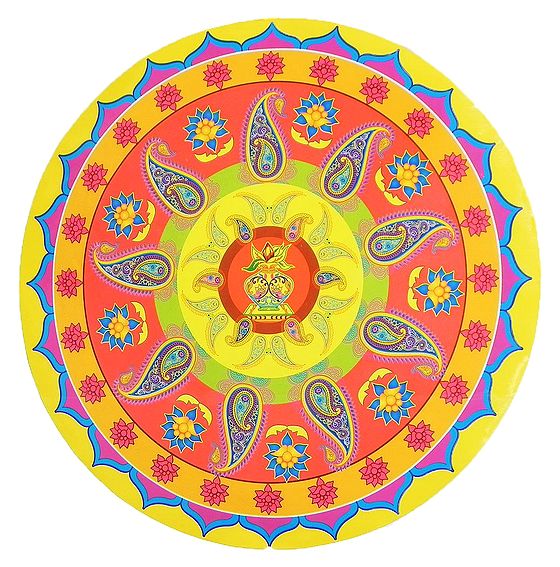 Colorful Sticker Rangoli Paisley Print on Paper