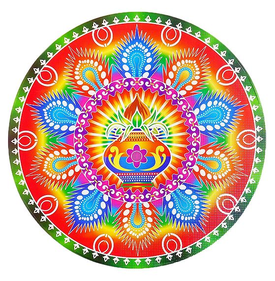 Kalash Print on Sticker Rangoli