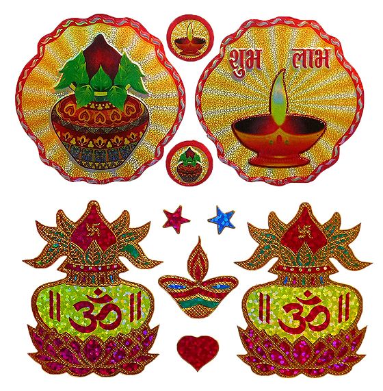Kalash and Diya Sticker