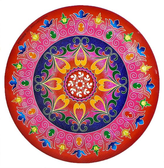 Colorful Sticker Rangoli Print on Glazed Paper