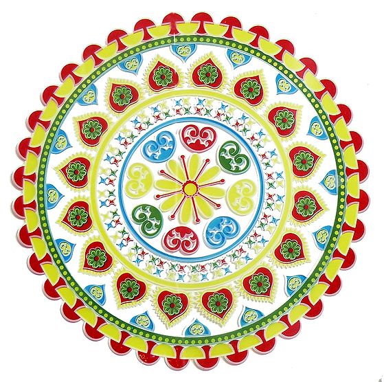 Colorful Rangoli Print on Transparent Sticker Sheet - Dia - 14 in.