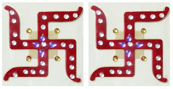Pair of Swastik (Auspicious Hindu Symbols) 2.5 x 2.5 inches Each