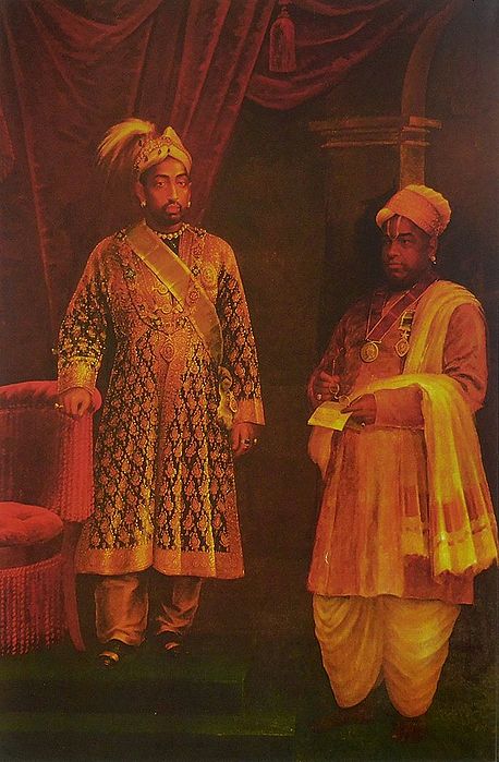 King and Dewan - Raja Ravi Varma Reprint