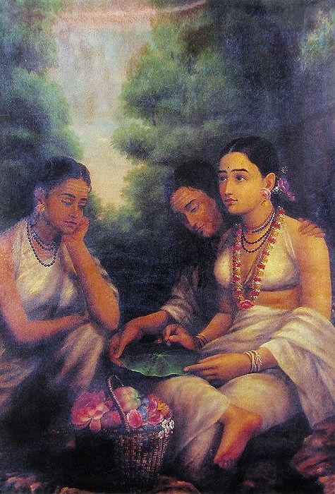 Shakuntala Writing Letter to Dushyanta After She Falls in Love With Him