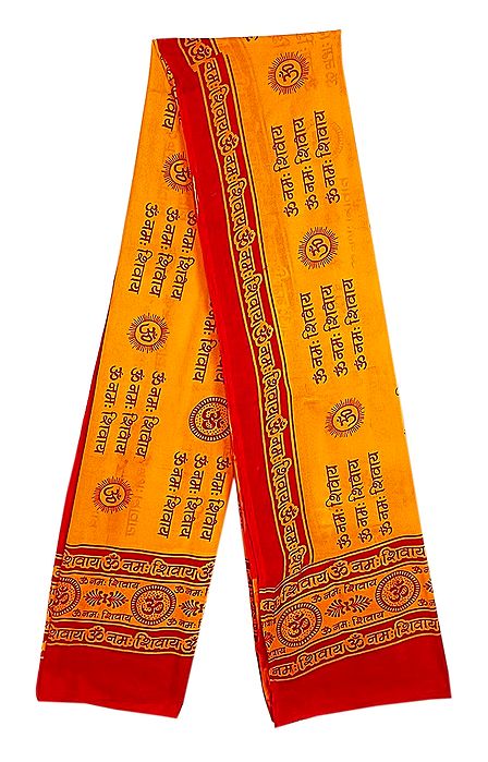 Saffron Angavastra with Om Namah Shivai Print