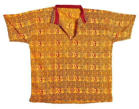 Religious Cotton Short Kurta with Om Print
