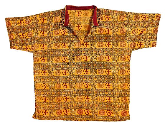 Religious Cotton Short Kurta with Om Print
