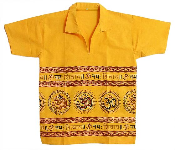 Full Sleeve Short Kurta with Om and Om Namah Shivai Print