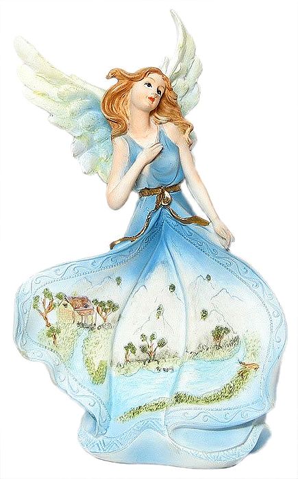 Beautiful Blue Angel - resin Statue - 9 x 6 x 4 inches