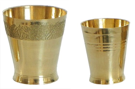 Set of Two Brass Glass