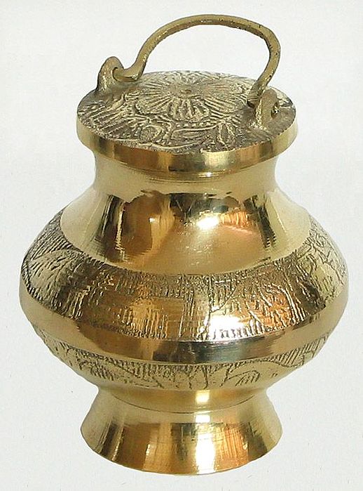 Brass Kalash with Lid for Holy Water