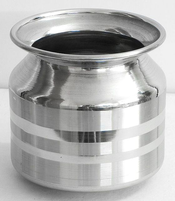 Stainless Steel Ritual Kalash - Dia - 3.25 inches Height - 3 inches