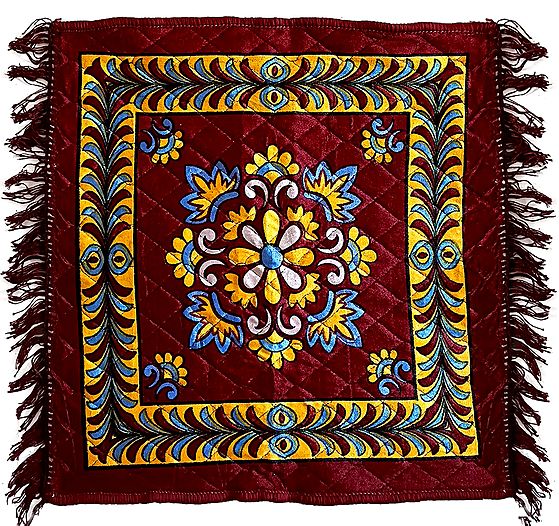 Dark Maroon Velvet Ritual Carpet Mat