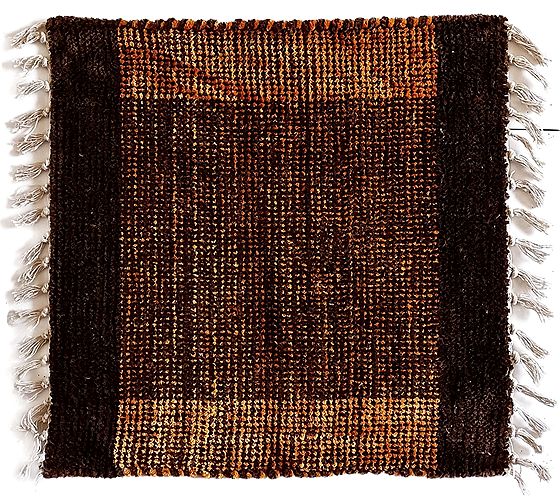 Brown with Yellow Velvet Ritual Carpet Mat