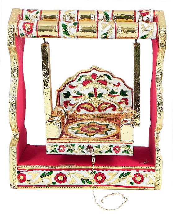 Wood with Metal Foil Paper Jhula for Deity
