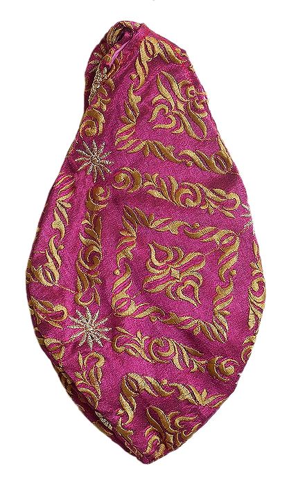 Embroidered Magenta Cotton Japa Mala Bag
