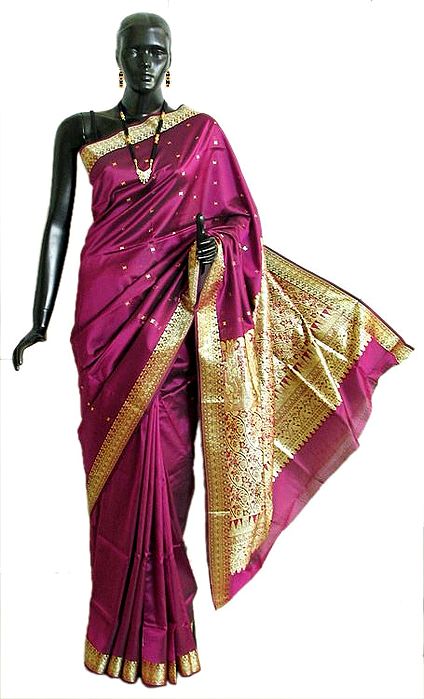 Polyester Saree with Woven Zari Border, Pallu and Boota All-Over