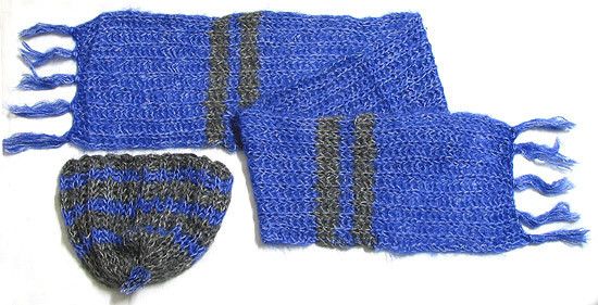 Blue Woollen Cap and Muffler