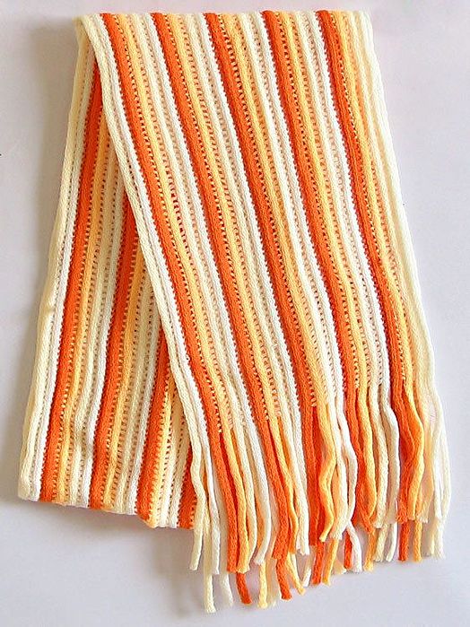 Off White, Light Yellow and Dark Saffron Woollen Scarf