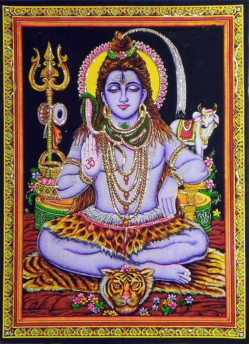 Lord Shiva - Print with Sequin Work