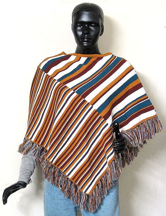 Fashionable Striped Poncho